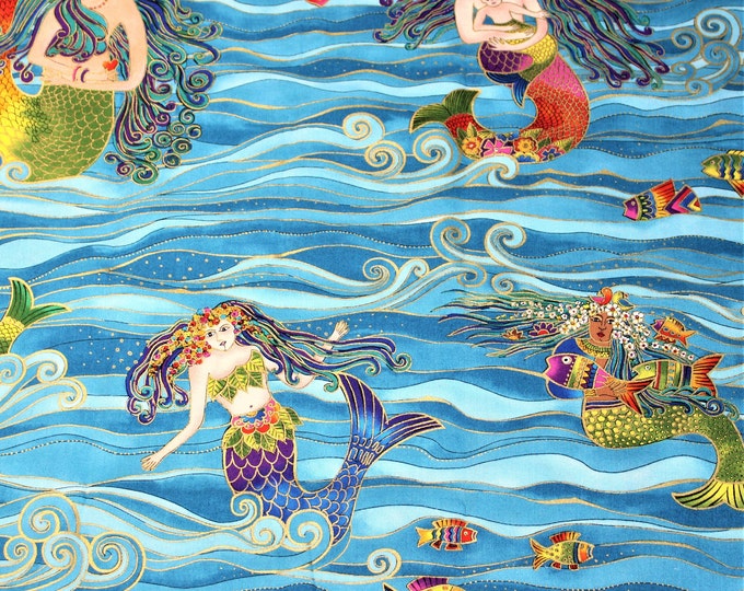 Laurel Burch OCEAN SONGS Mermaids Fabric - BTHY - Etsy