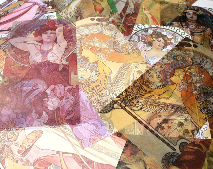ALPHONSE MUCHA Decorative Vintage Scrapbooking Journal Collage Ephemera ...