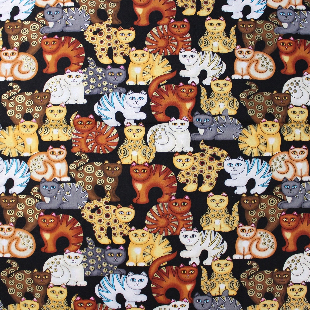 Vintage DAN MORRIS Dan Cats Fabric 1 YD - Etsy