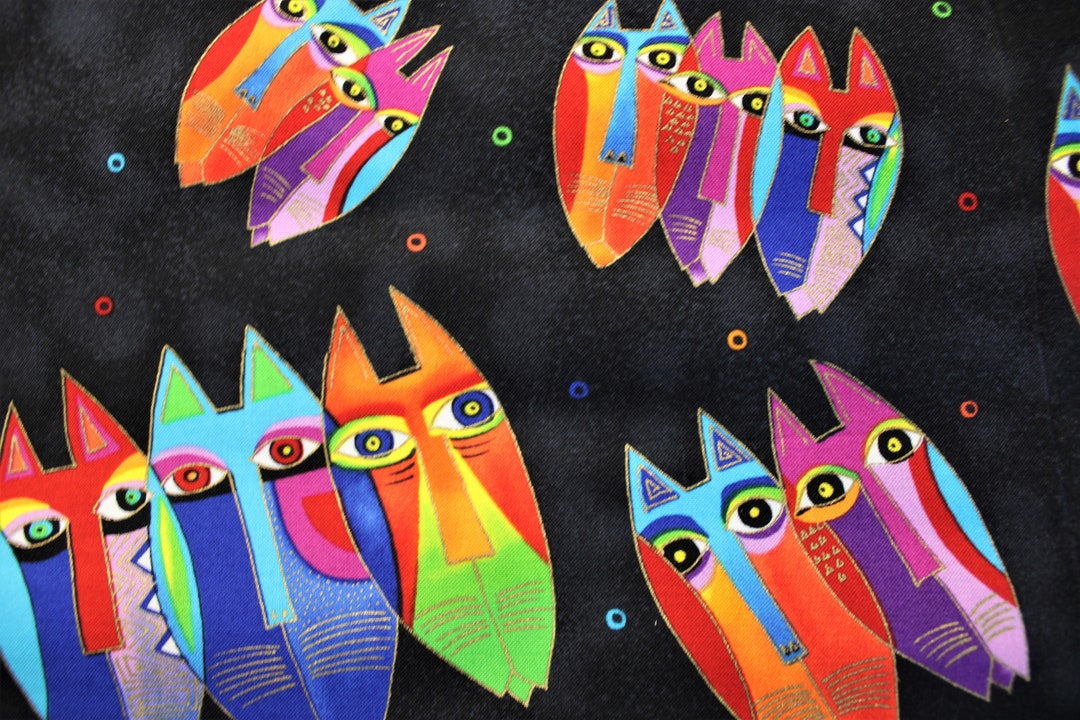 Laurel Burch JUNGLE SONGS Tribal Cat Masks Fabric Black - BTHY - Etsy