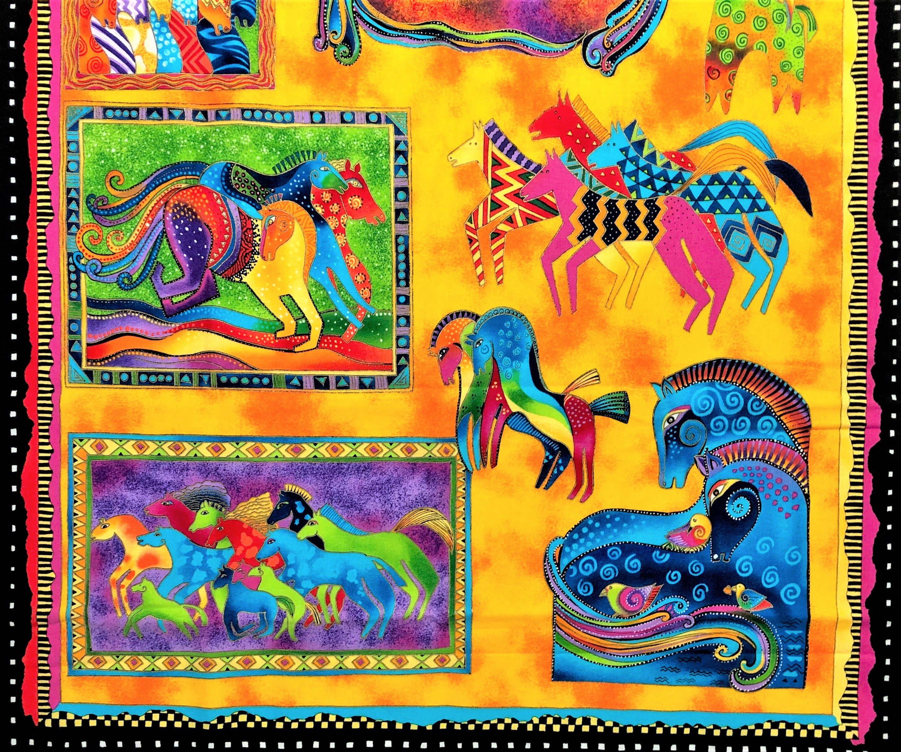 Laurel Burch MYTHICAL HORSES Fabric Panel 2 Colors Available - Etsy