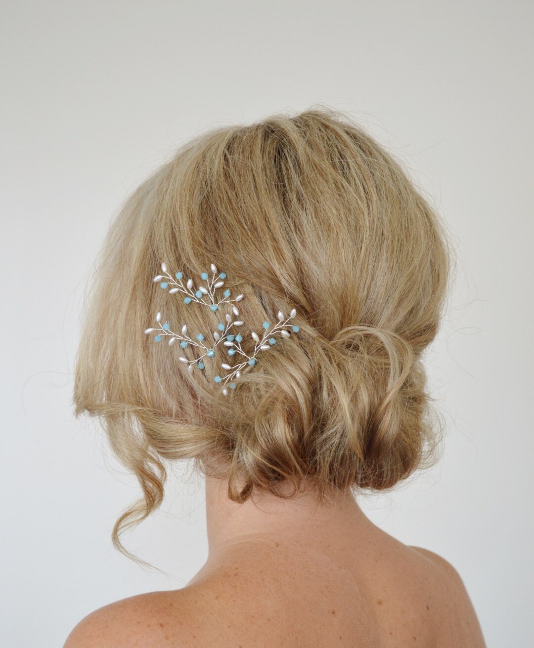 Blue Hair Pins,blue Crystal Bridal Hair Pins,something Blue Bridal Hair ...