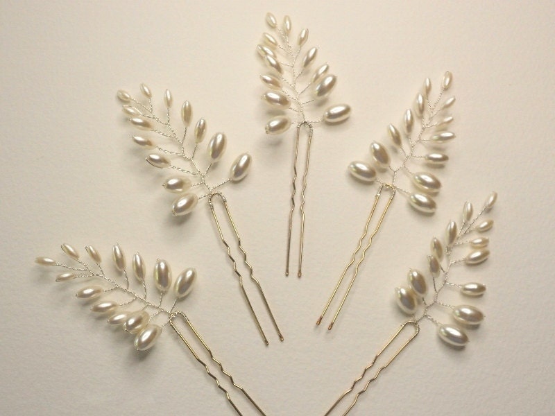 Fern Leaf Pearl Hair Pinsfern Leaf Bridal Hair Pins Wedding - Etsy