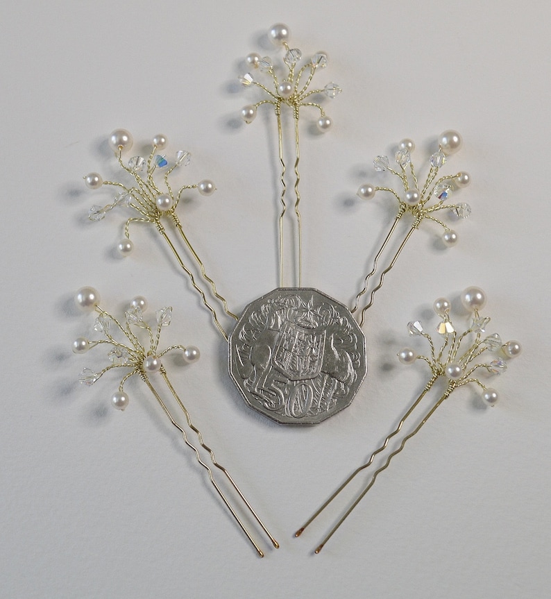 Pearl Crystal Bridal Hair Pins Customised Wedding Hair Etsy
