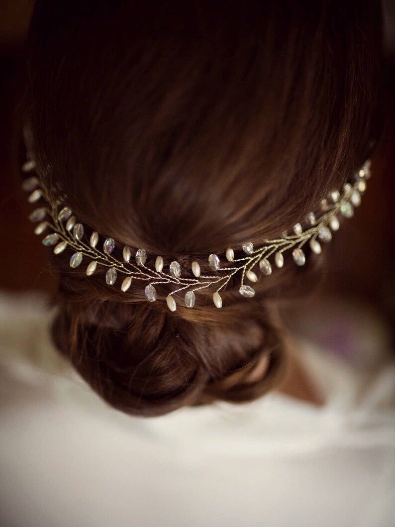 Bridal Hair Vine,wedding Hair Vine,pearl Crystal Hair Vine, Fern Leaf ...