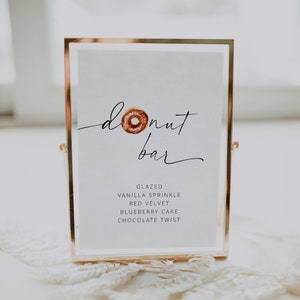 ARCHER Donut Bar Sign Template, Minimalist Wedding Decor, Dessert Table ...