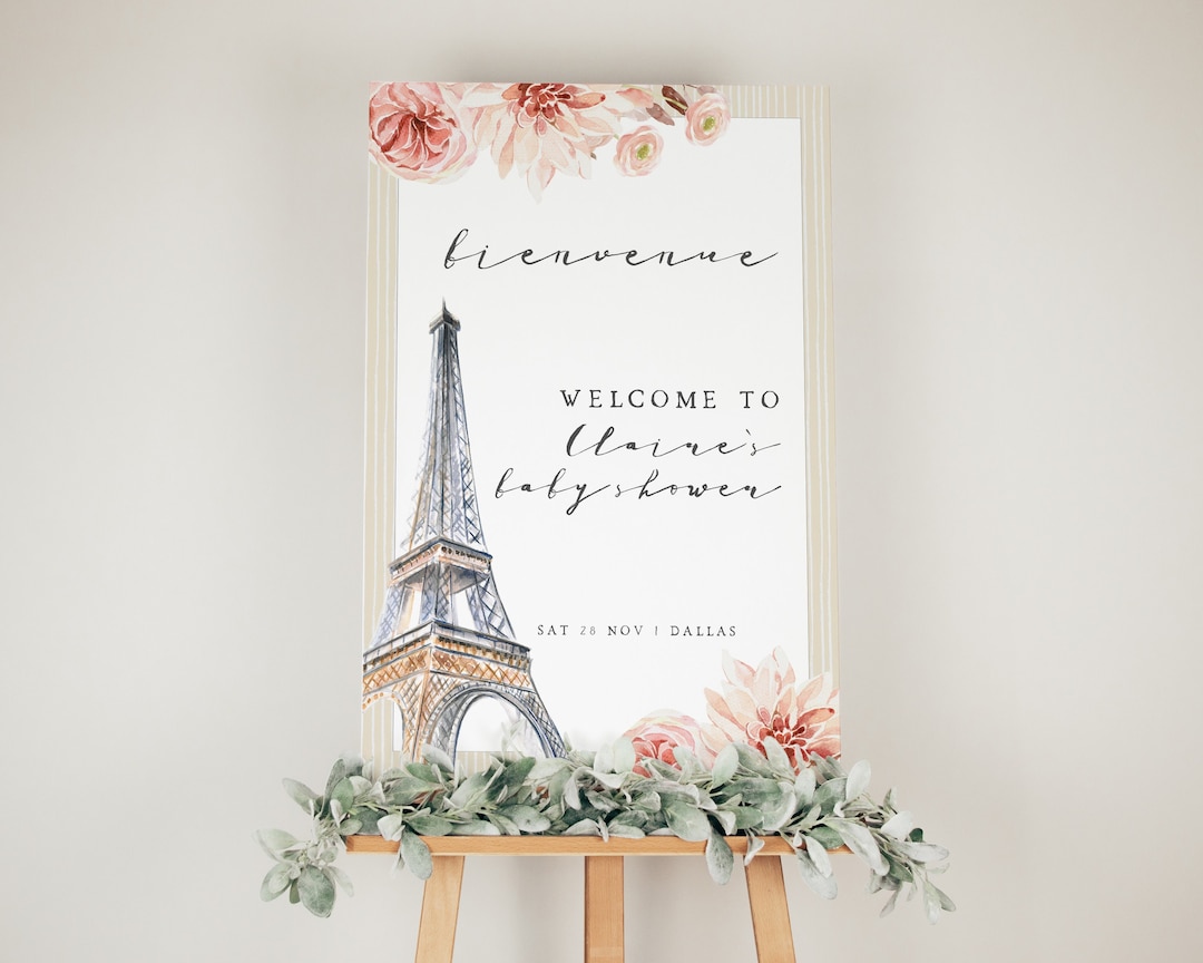 ELOISE Paris Welcome Sign Template, Paris Baby Shower Decor, Bonjour ...
