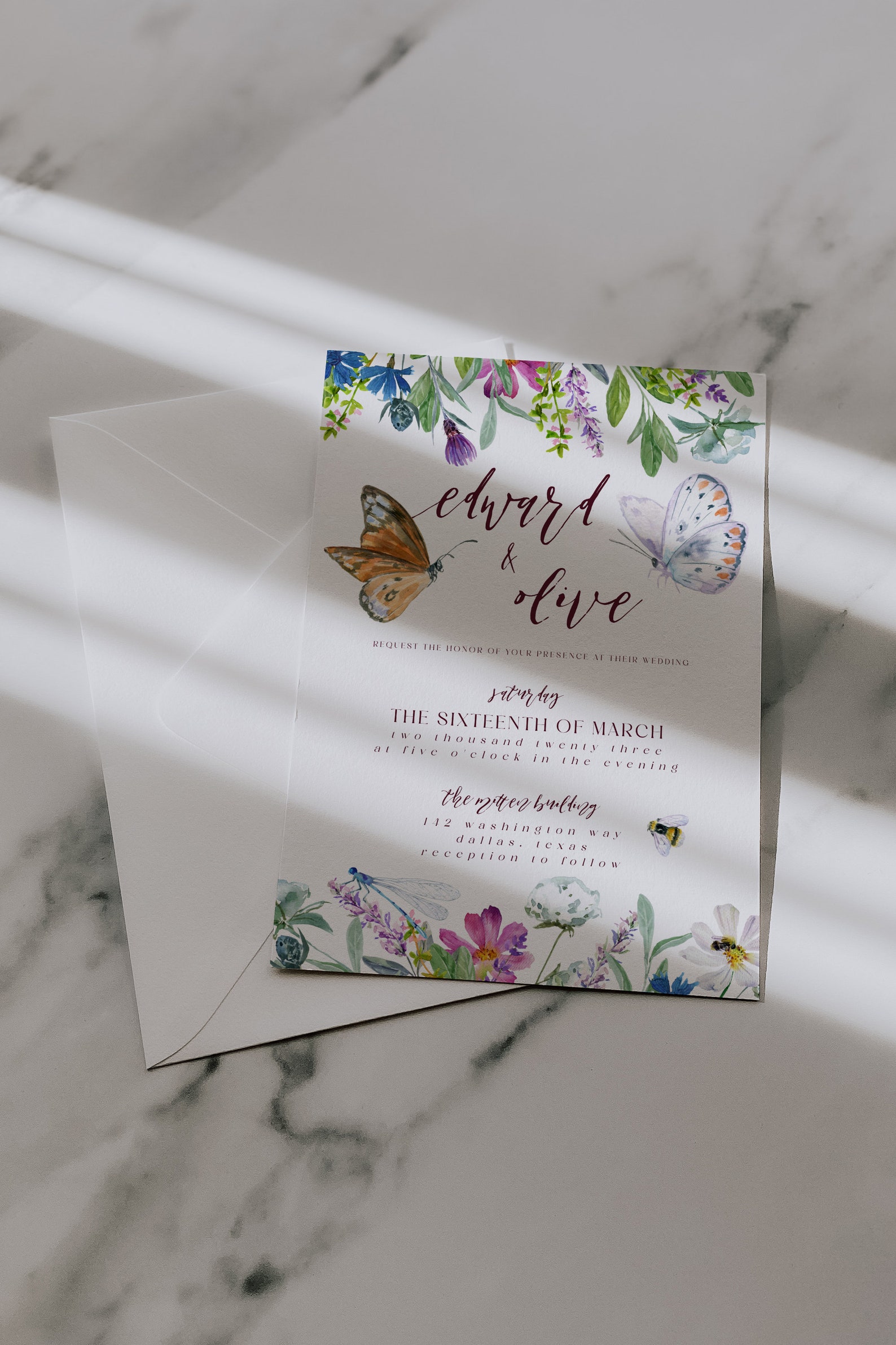 Secret Garden Wedding Invitation Suite Template, Floral Wedding ...