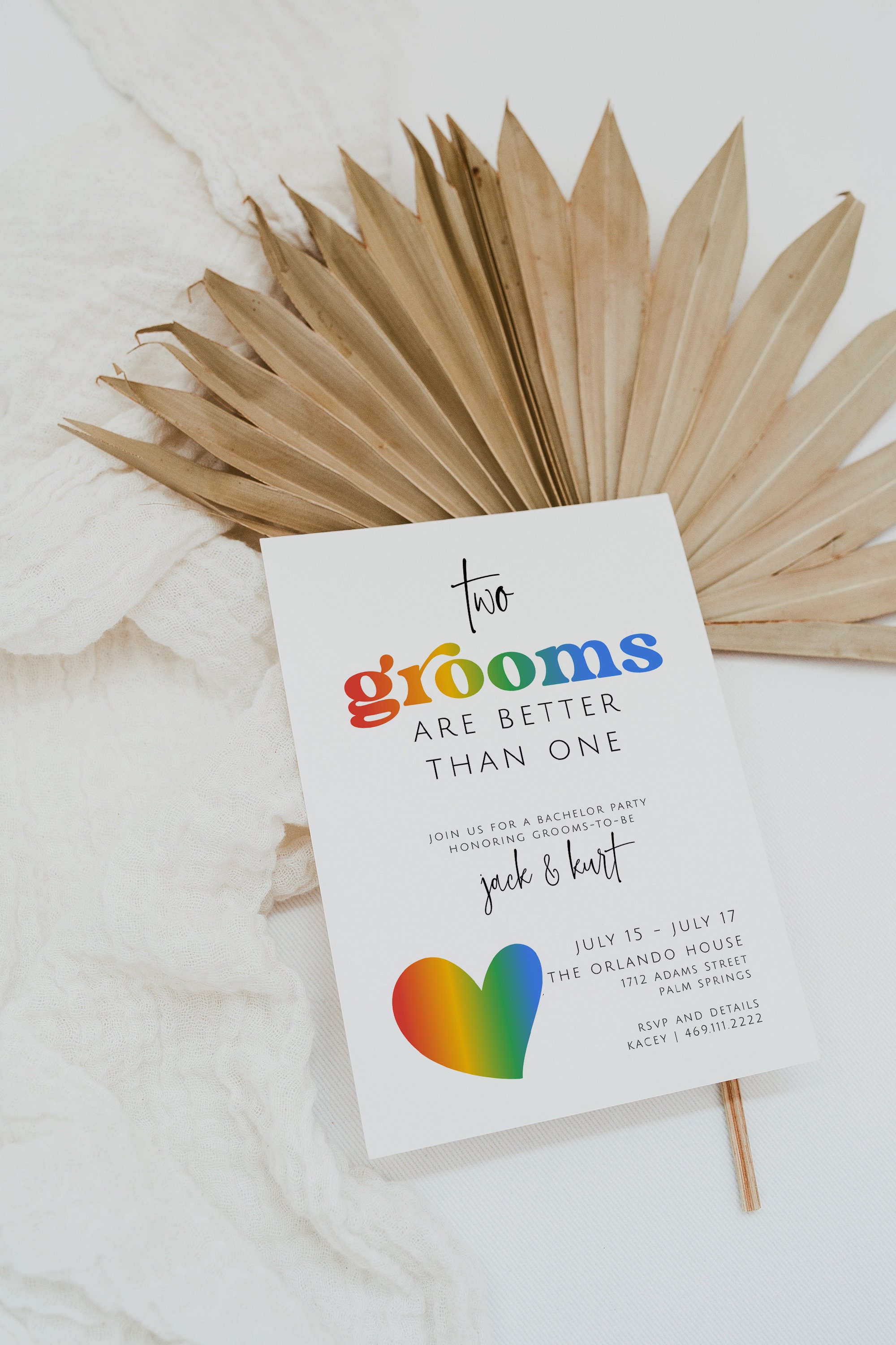 Pride Bachelor Party Invitation & Itinerary Template, Rainbow Bachelor ...