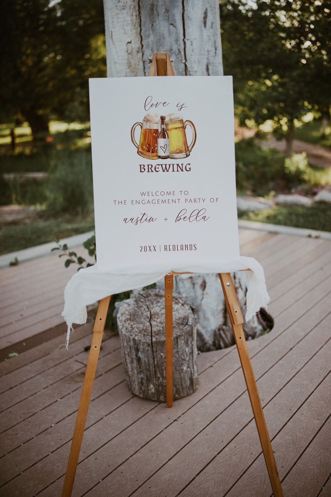 Brewery Engagement Party Welcome Sign Template, Love is Brewing ...