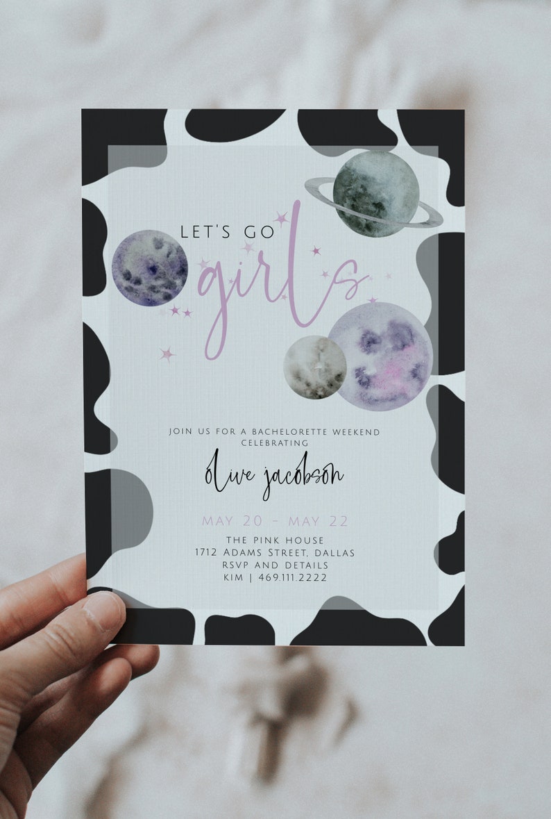 Space Cowgirl Invitation & Itinerary Template, Printable Bachelorette ...