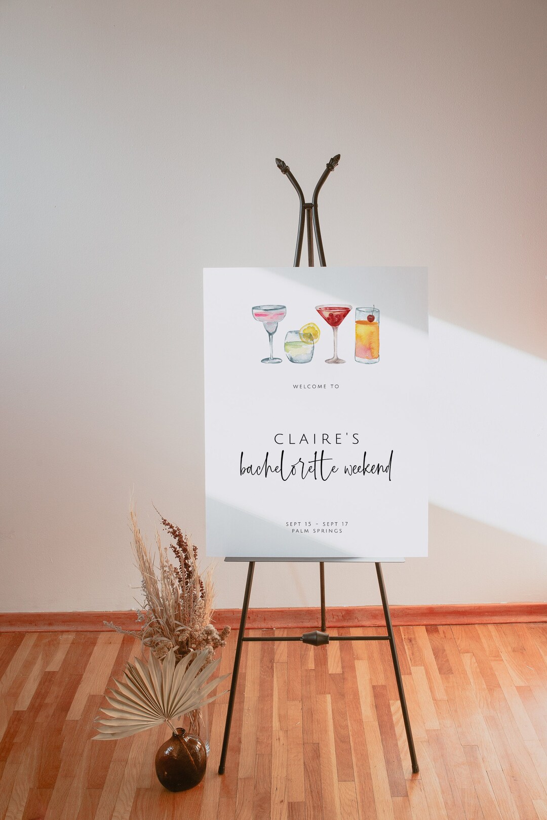Cocktail Welcome Sign Template, Bachelorette Welcome Sign, Bachelorette ...