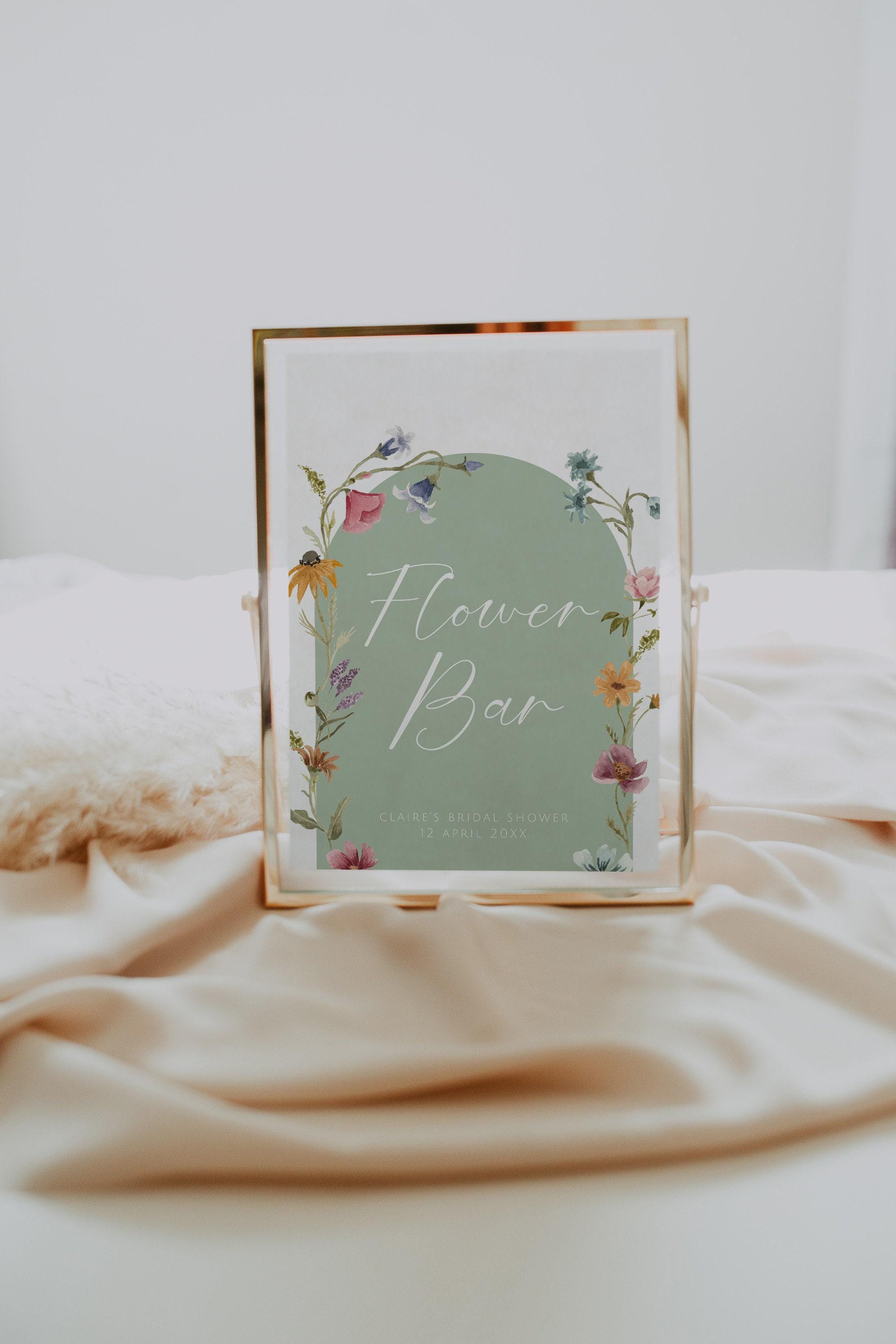 FLORA Flower Bar Sign Template, Bouquet Bar Sign, Wildflower Bridal ...