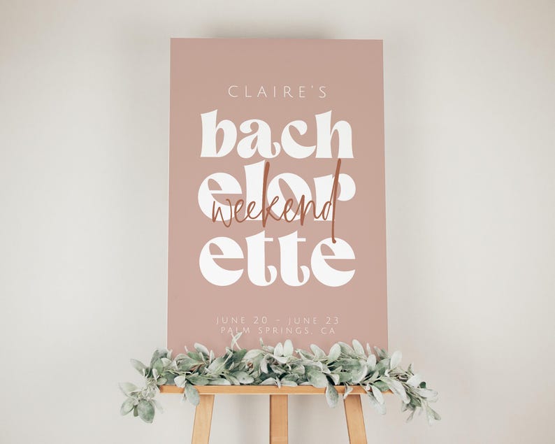 ARABELLA Retro Welcome Sign Template, Retro Bachelorette Party, 70s ...