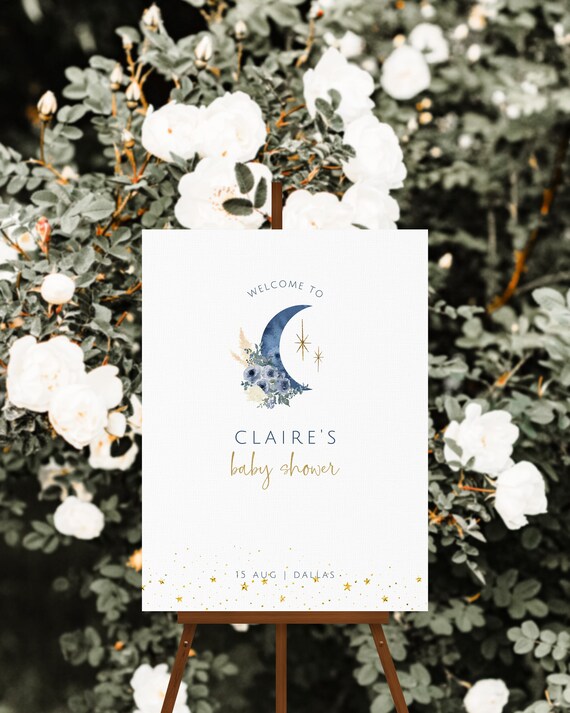 Moon Welcome Sign Template Baby Shower Welcome Sign Boho | Etsy