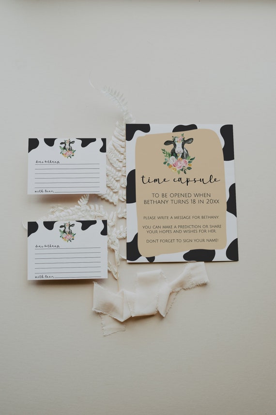 DIXIE Cow Time Capsule Template Holy Cow I'm One First - Etsy