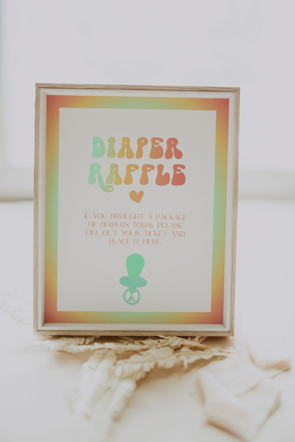 TINA Groovy Diaper Raffle Sign Template Hippie Baby Shower - Etsy