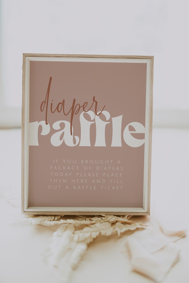 ARABELLA Diaper Raffle Sign Template Retro Baby Shower Dusty - Etsy