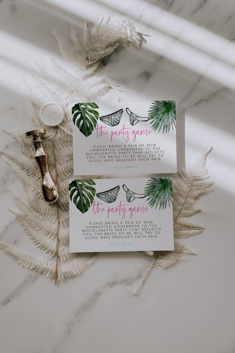 ALANI Tropical Panty Game Sign Template Miami Bachelorette - Etsy