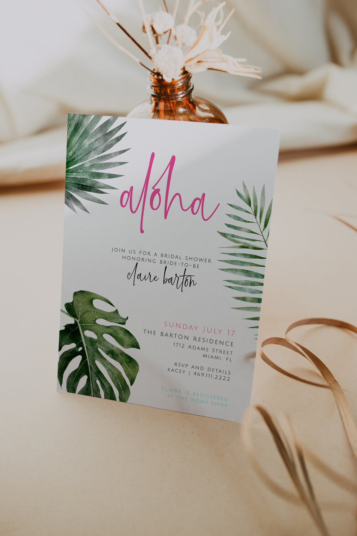 ALANI Tropical Bridal Shower Invitation Template Summer | Etsy