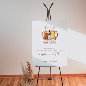 Brewery Engagement Party Welcome Sign Template, Love is Brewing ...