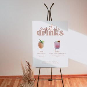 ARABELLA Retro Signature Drinks Sign Template, Wedding Signature ...