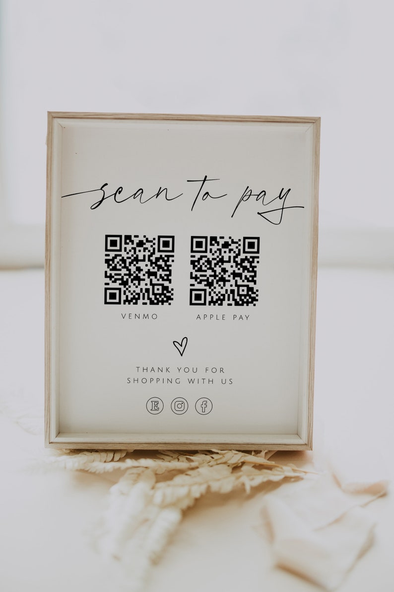 ARCHER Scan to Pay Sign Template Minimalist Small Business | Etsy