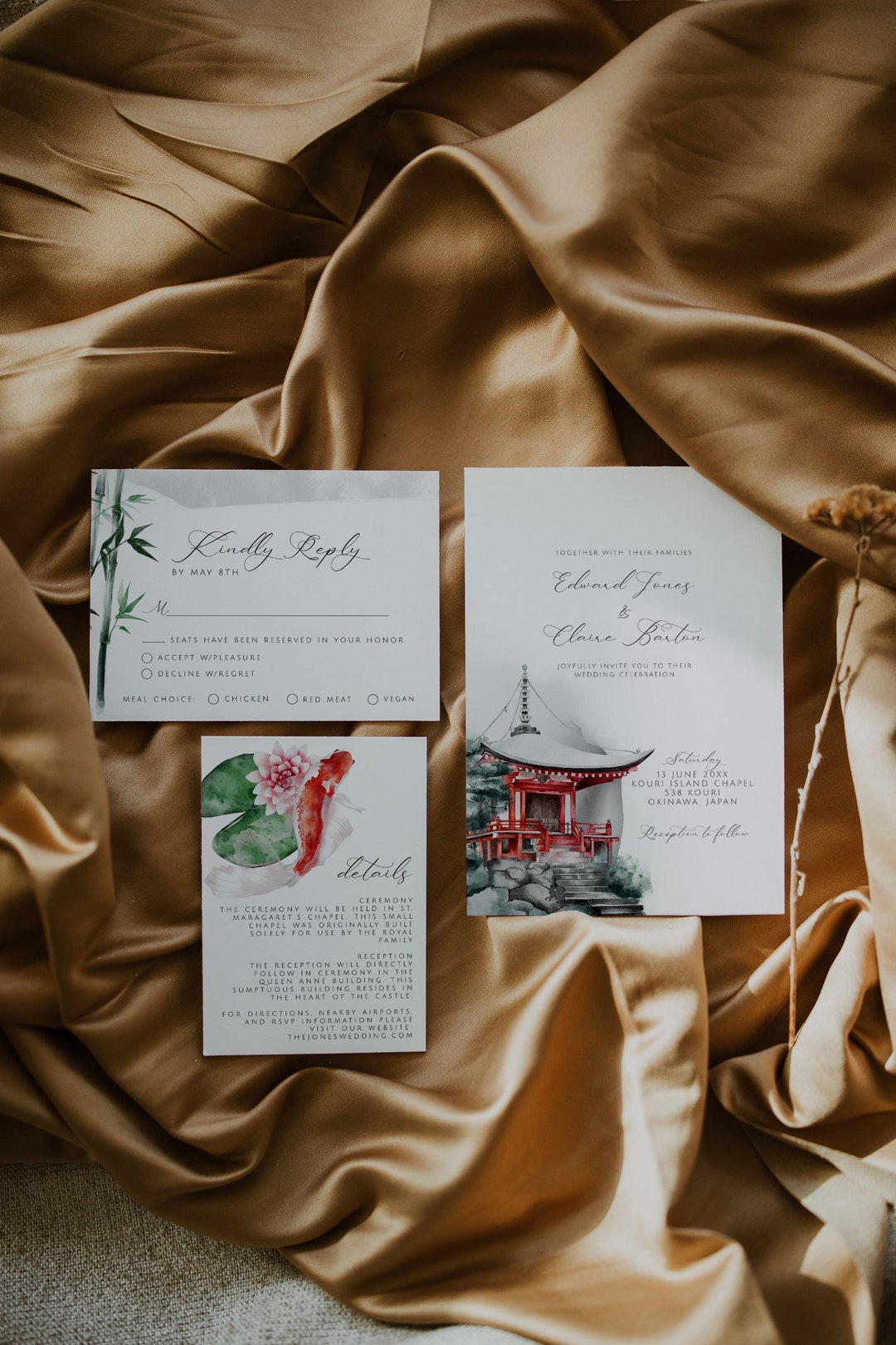 OKINAWA Wedding Invitation Suite Template, Destination Wedding, Japan ...