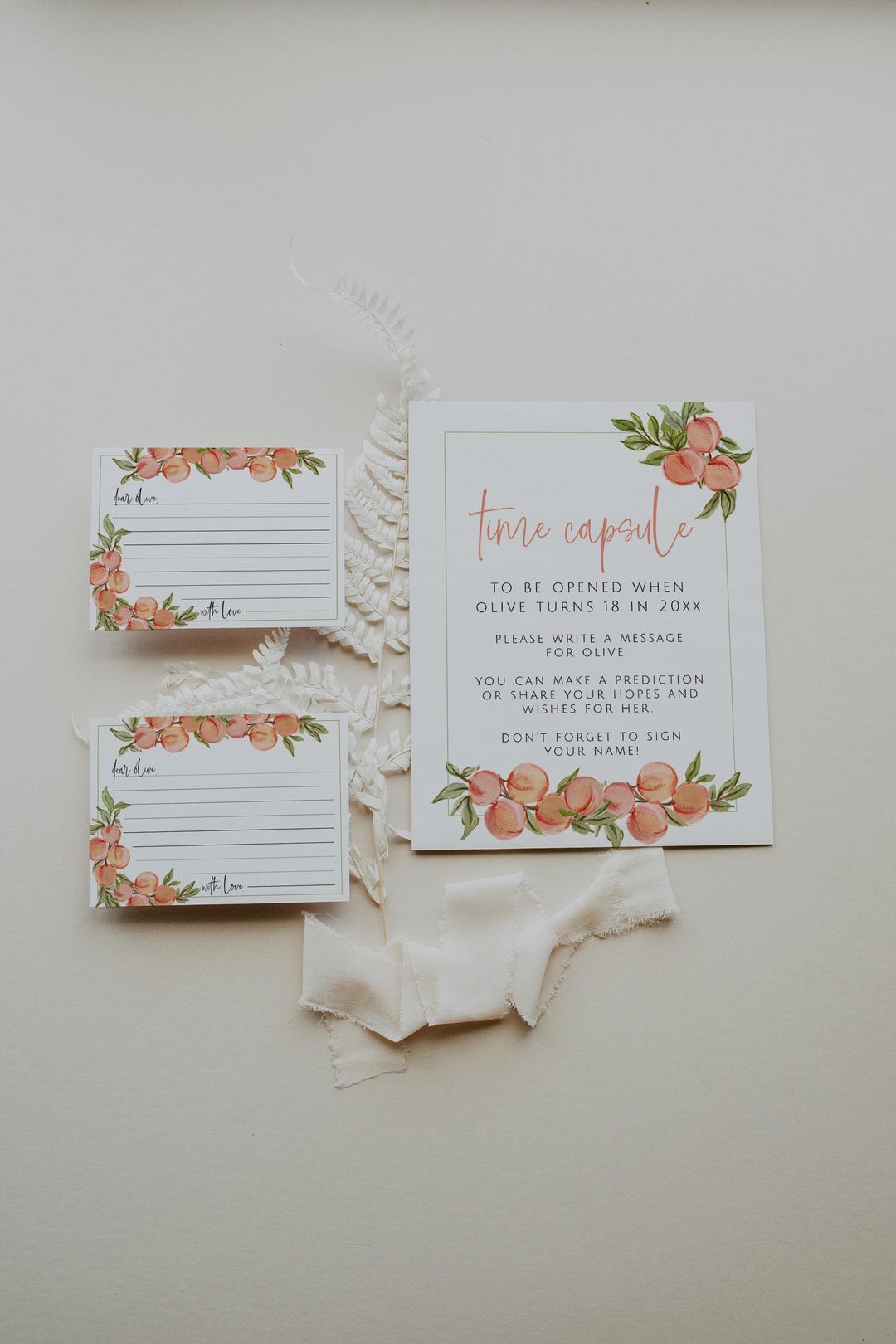 Peach Time Capsule Template, One Sweet Peach, First Birthday Decor, 1st ...