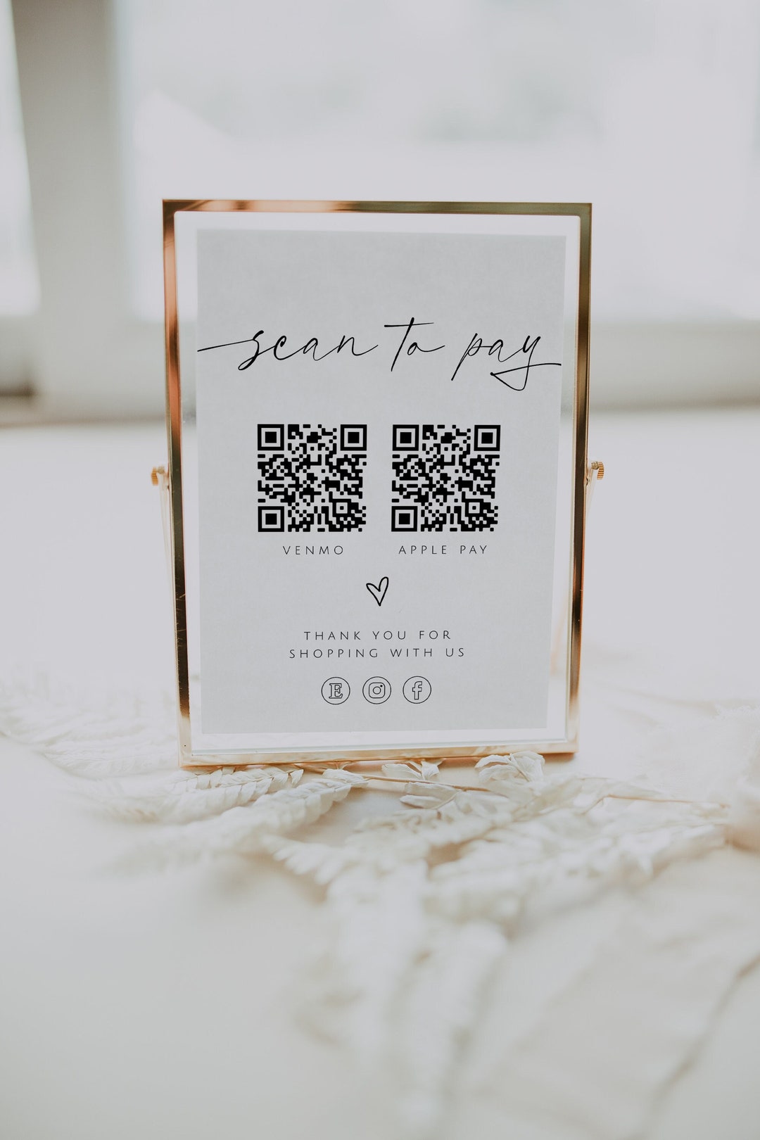 ARCHER Scan to Pay Sign Template, Minimalist Small Business Sign ...