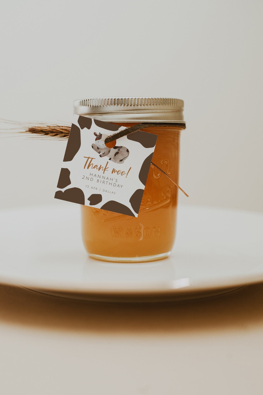 Printable Cow Favor Tag, Favor Tag Template, Moo Moo I'm Two Tag, Farm ...