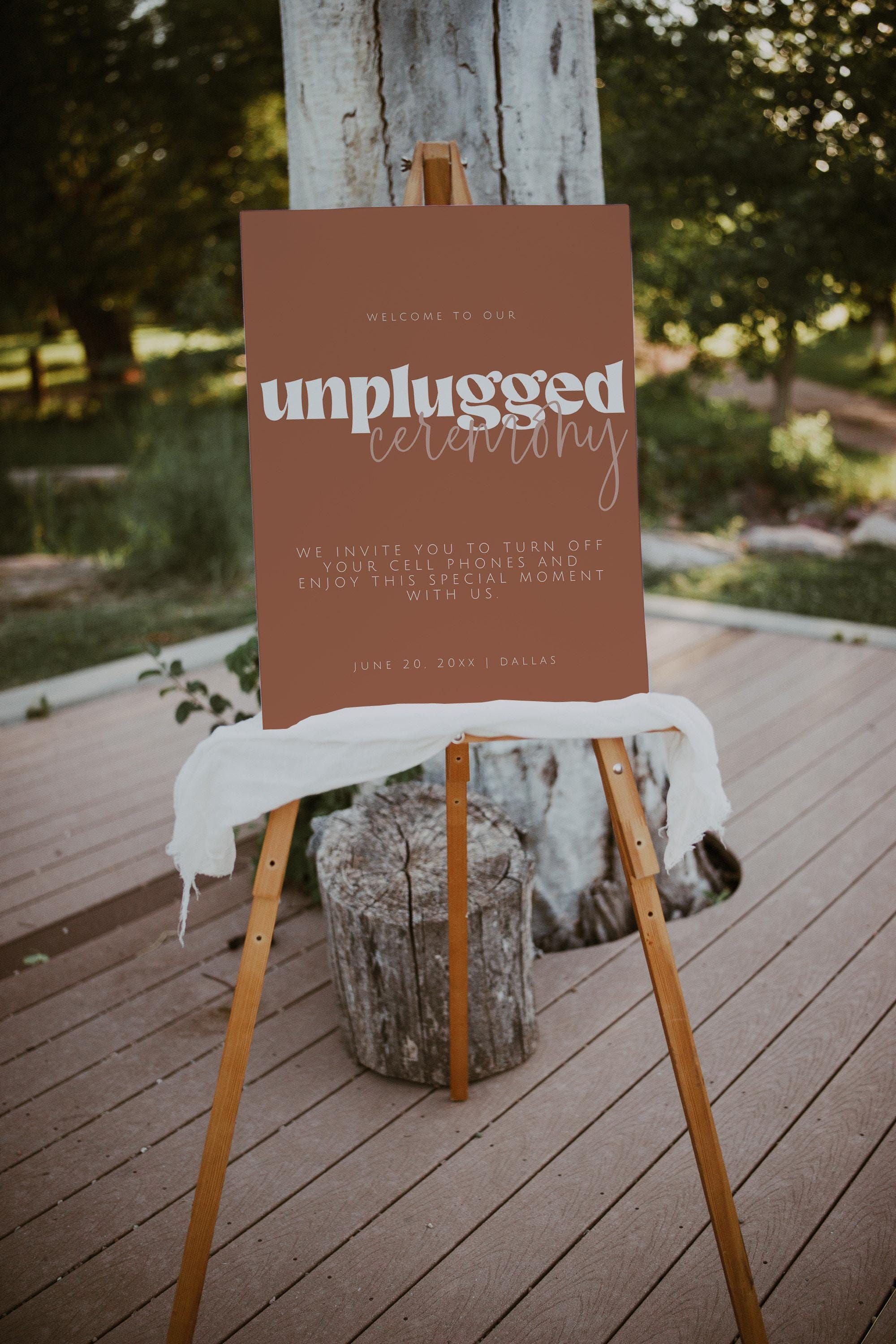 ARABELLA Retro Unplugged Wedding Sign Template, Unplugged Ceremony Sign ...