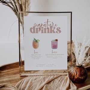 ARABELLA Retro Signature Drinks Sign Template, Wedding Signature ...