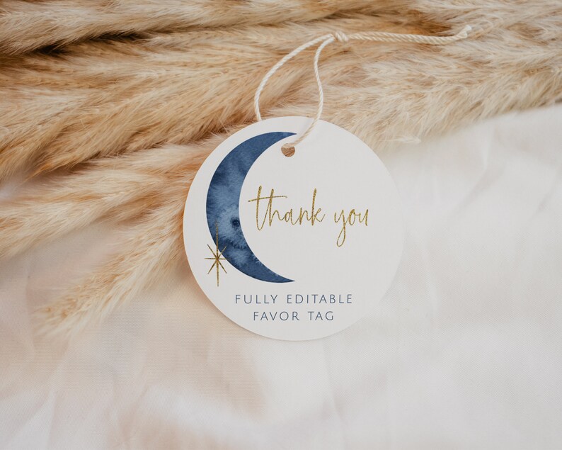 Moon Favor Tags Celestial Baby Shower Tag Instant Download | Etsy