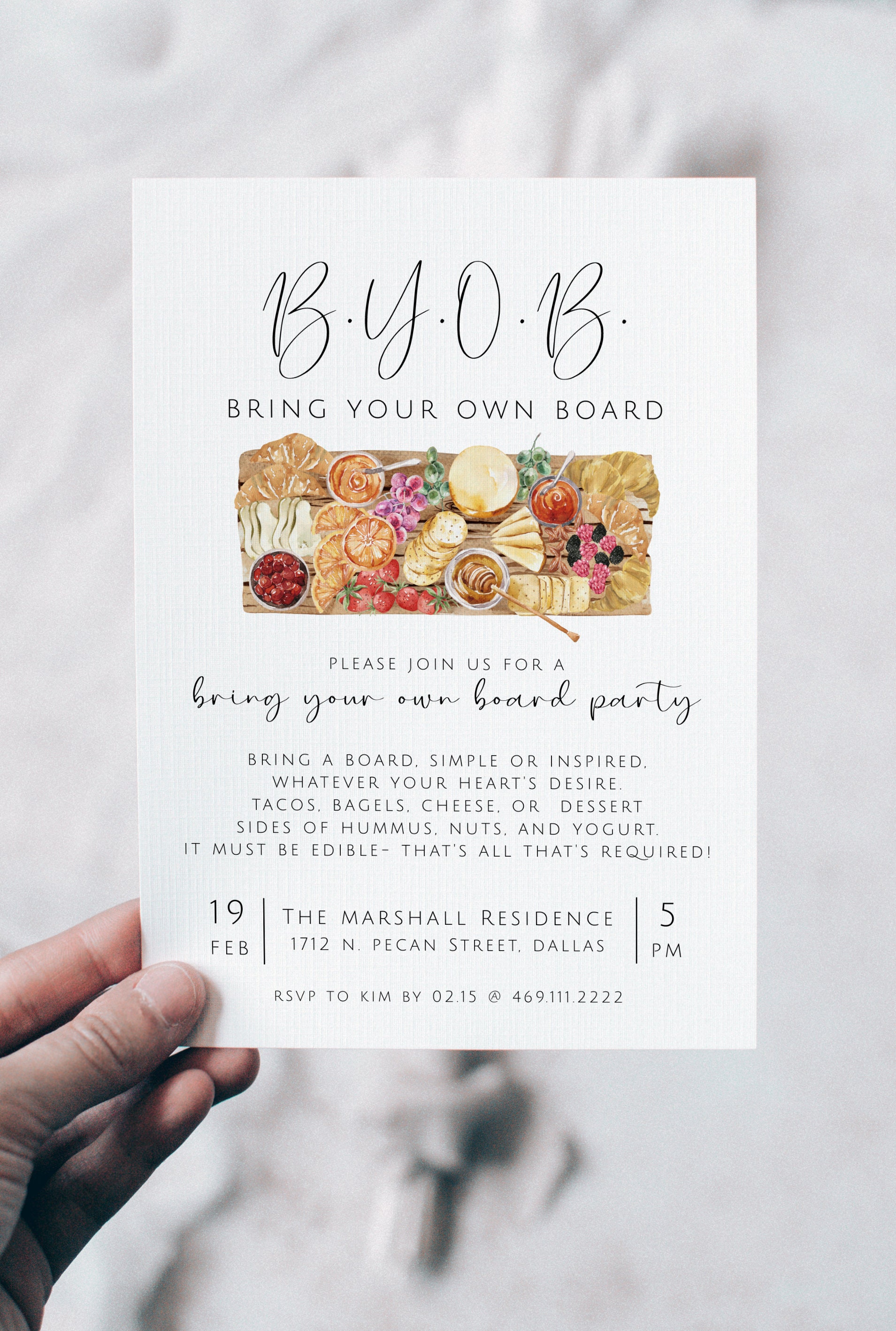 Bring Your Own Board Party Invitation Template, Charcuterie Board ...