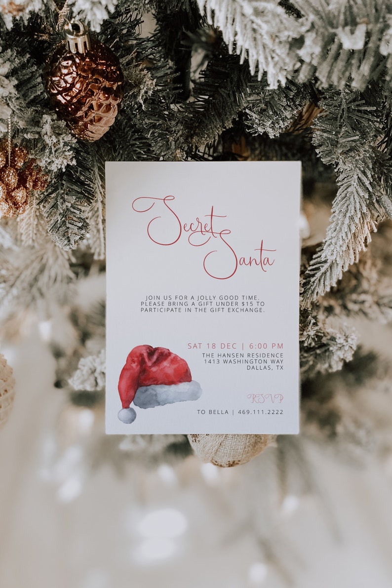 Secret Santa Invitation Template Secret Santa Gift Exchange - Etsy