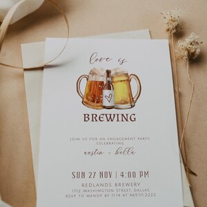 Brewery Engagement Party Invitation Template, Editable Engagement Party ...