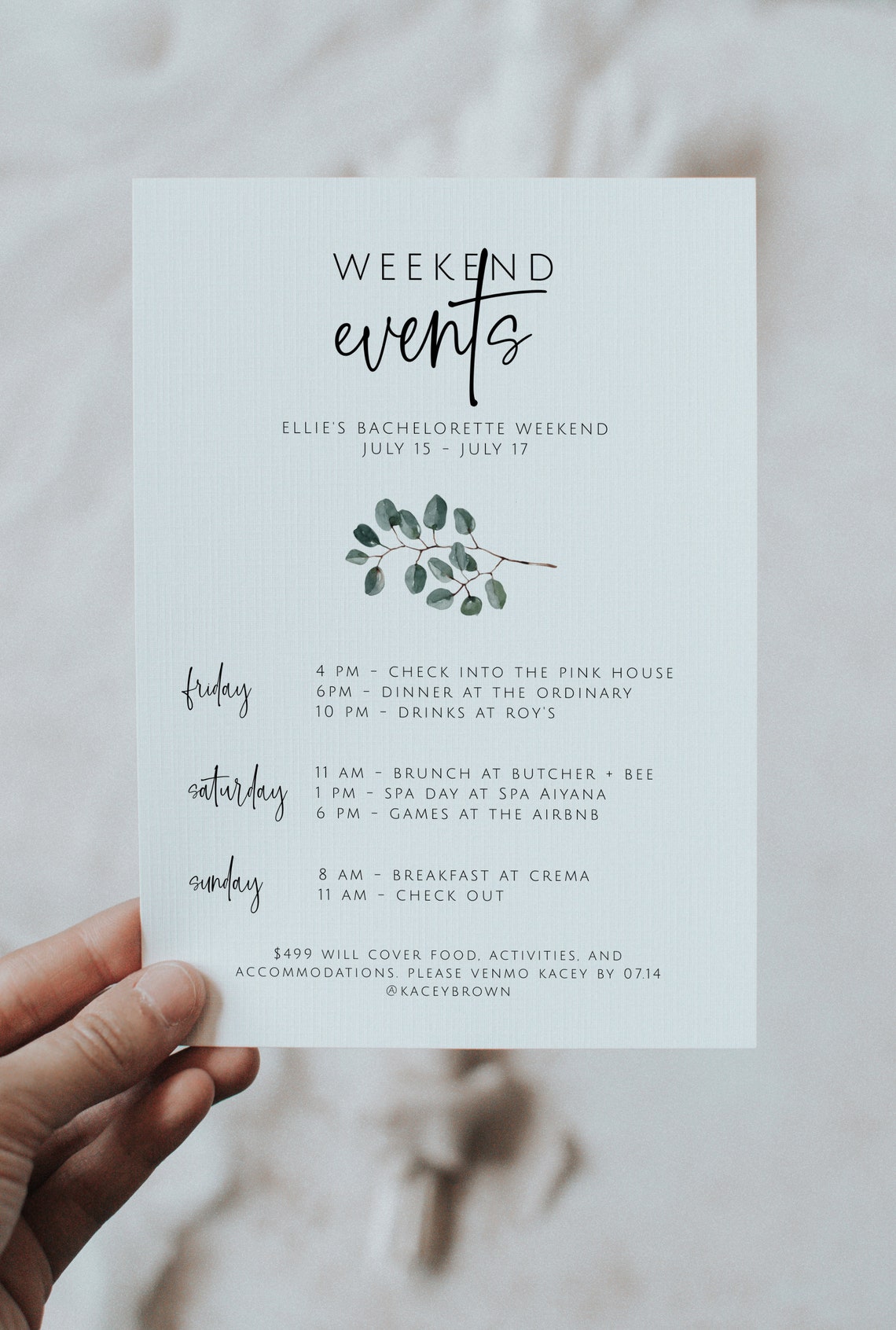Spa Bachelorette Invitation & Itinerary Template, Bachelorette Spa Day ...