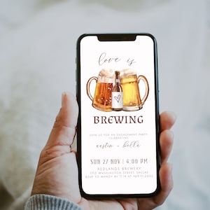 Brewery Engagement Party Invitation Template, Editable Engagement Party ...