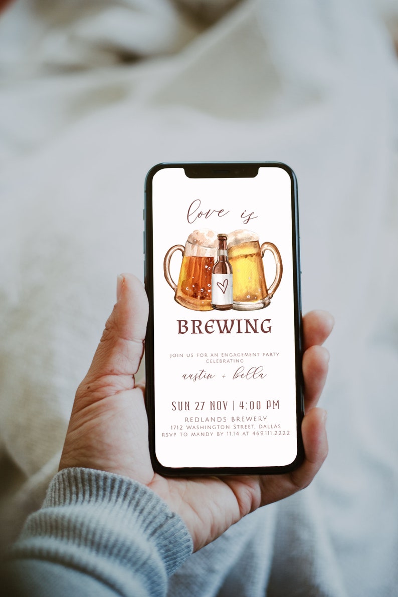 Brewery Engagement Party Invitation Template, Editable Engagement Party ...