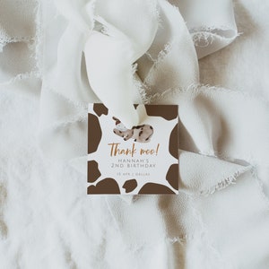 Printable Cow Favor Tag, Favor Tag Template, Moo Moo I'm Two Tag, Farm ...
