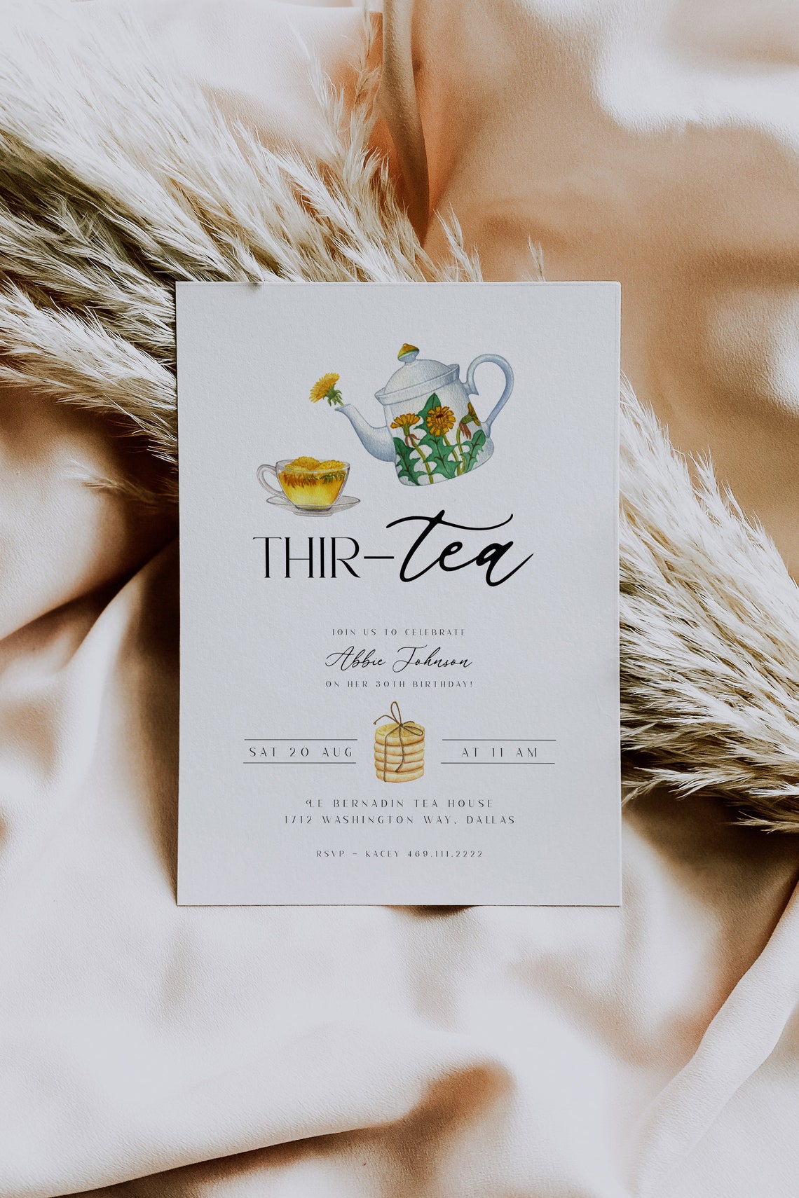 30th Birthday Tea Invitation Template, Thir-tea Birthday Invite ...