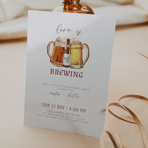 Brewery Engagement Party Invitation Template Editable - Etsy Canada