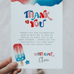 4th of July Thank You Card Template, Red White and Due, 4th of July ...