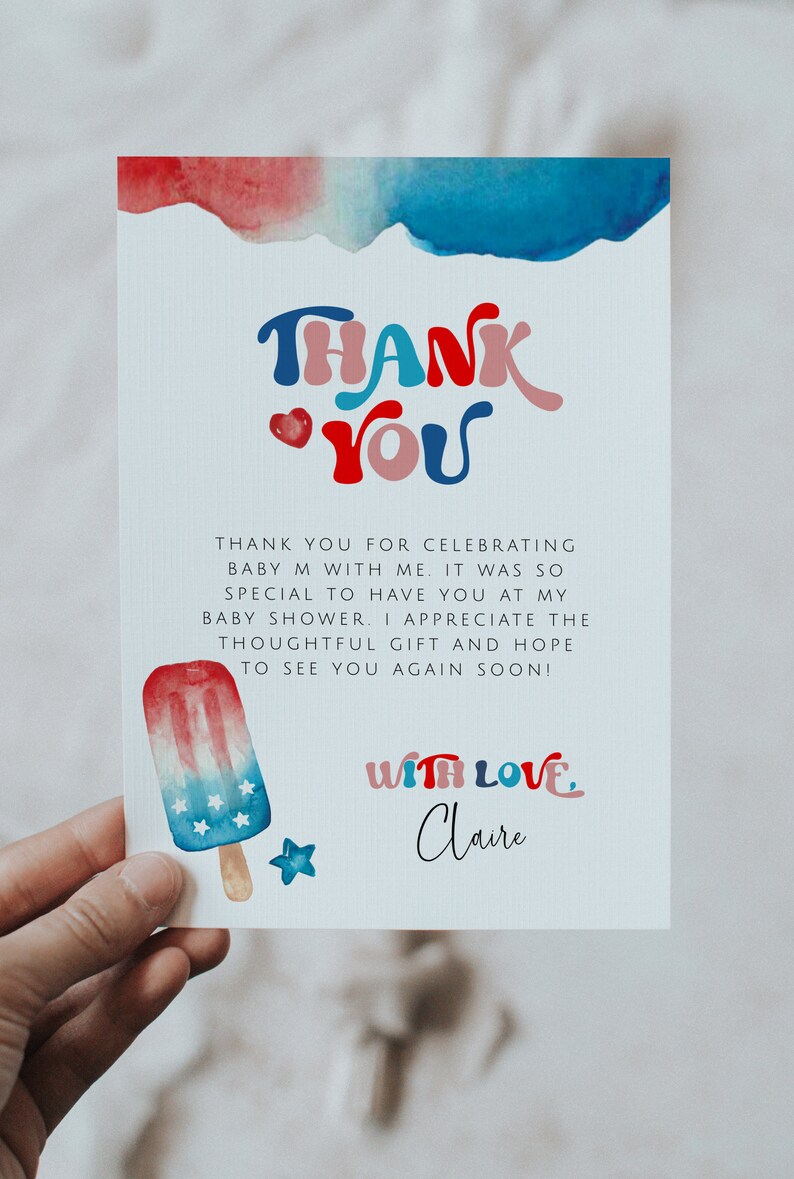4th of July Thank You Card Template Red White and Due 4th of - Etsy