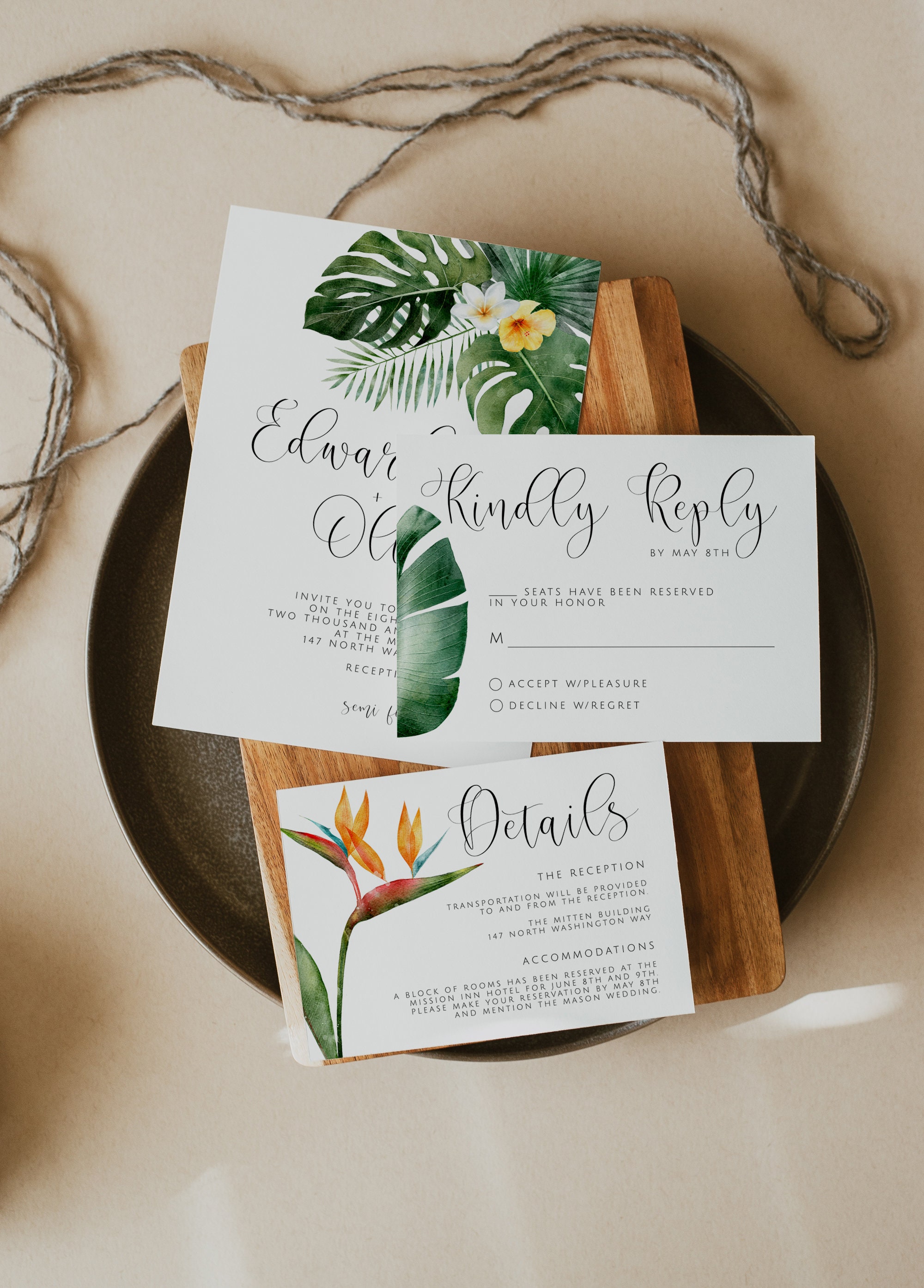 ISLA Tropical Wedding Invitation Suite Template, Destination Wedding ...