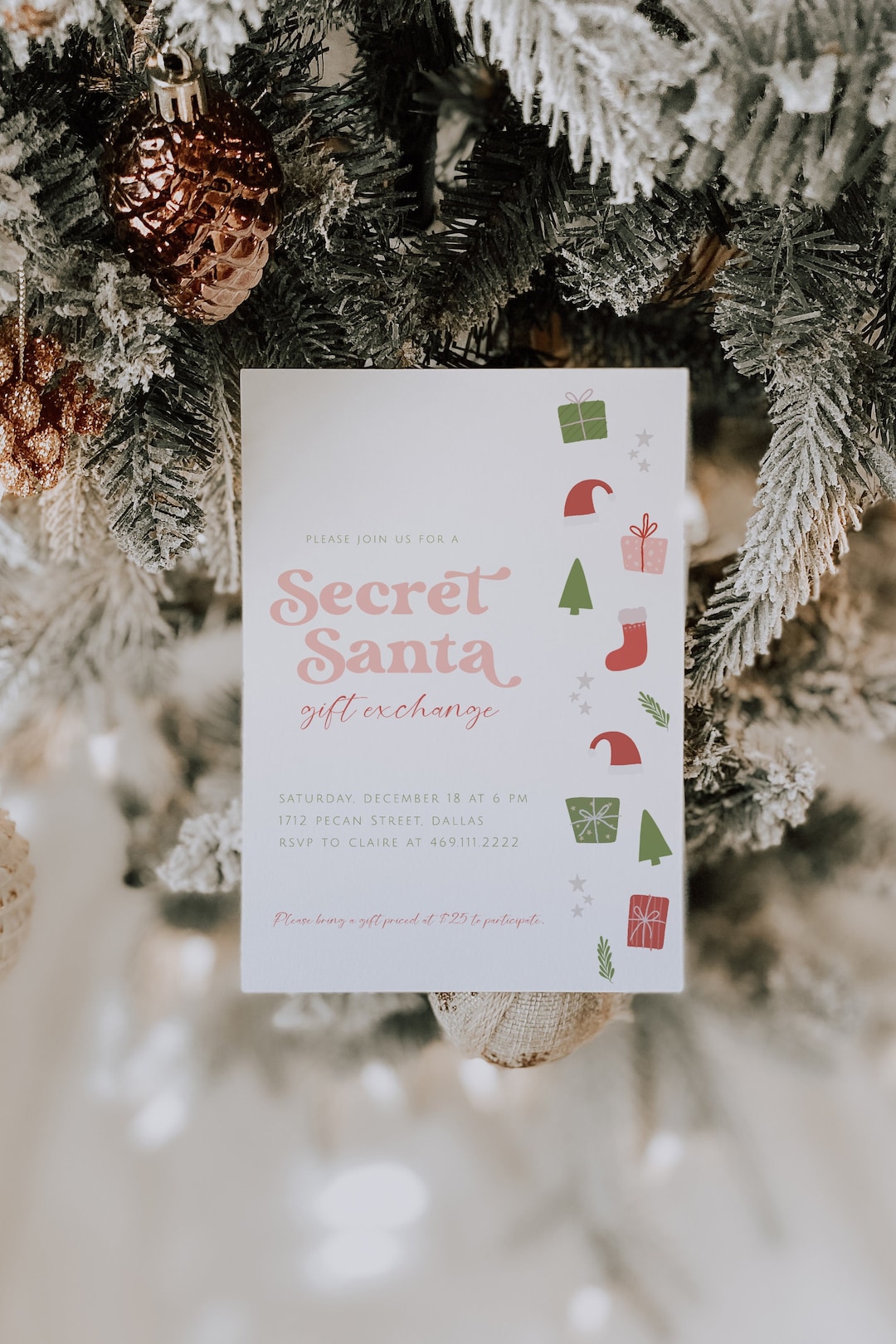 Pastel Secret Santa Invitation Template, Secret Santa Gift Exchange ...