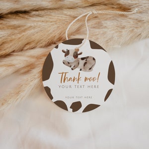 Printable Cow Favor Tag, Favor Tag Template, Moo Moo I'm Two Tag, Farm ...