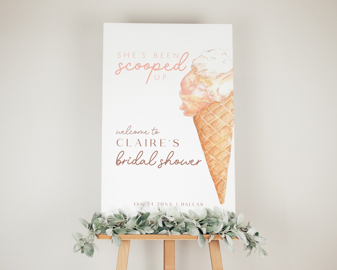Ice Cream Welcome Sign Template Bridal Shower Welcome Sign - Etsy