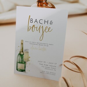 Bach and Boujee Invitation and Itinerary Template, Champagne ...
